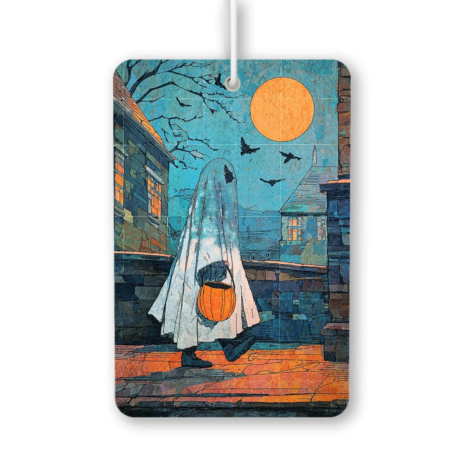 Spooky Ghost with Pumpkin Basket Air Freshener – Instafreshener